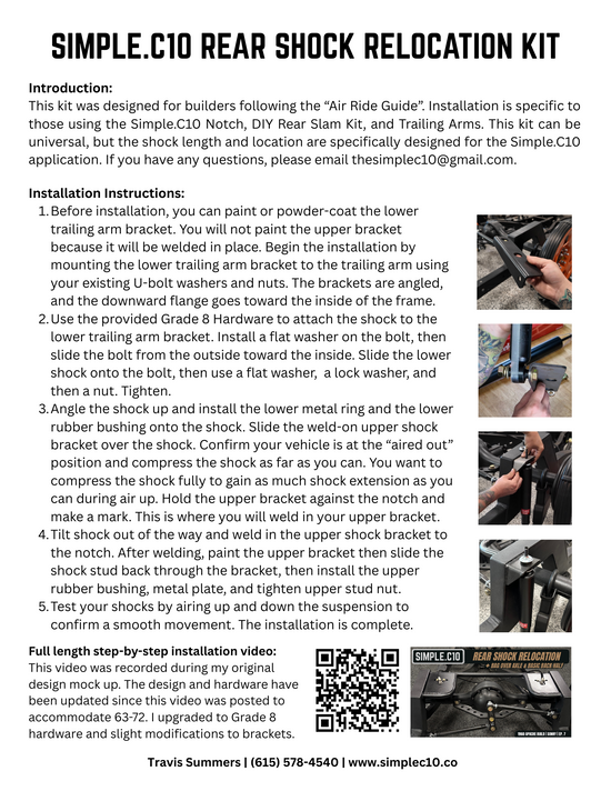Rear Shock Relocation Kit | Simple.C10 – SIMPLE.C10
